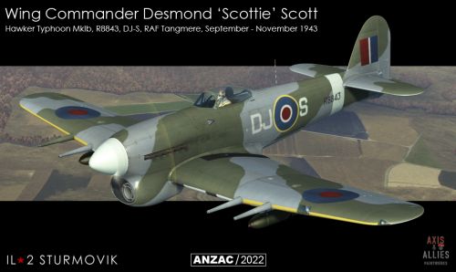 Typhoon MkIb, R8843, DJ-S, W/C Desmond Scott / Hawker Typhoon ...